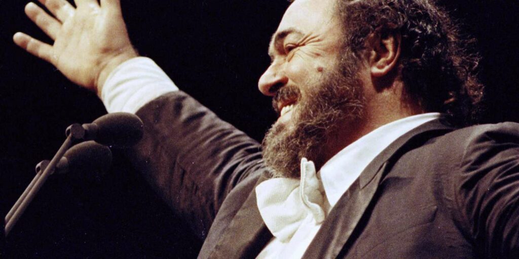 File photo of Italian tenor Luciano Pavarotti performing on open-air ...